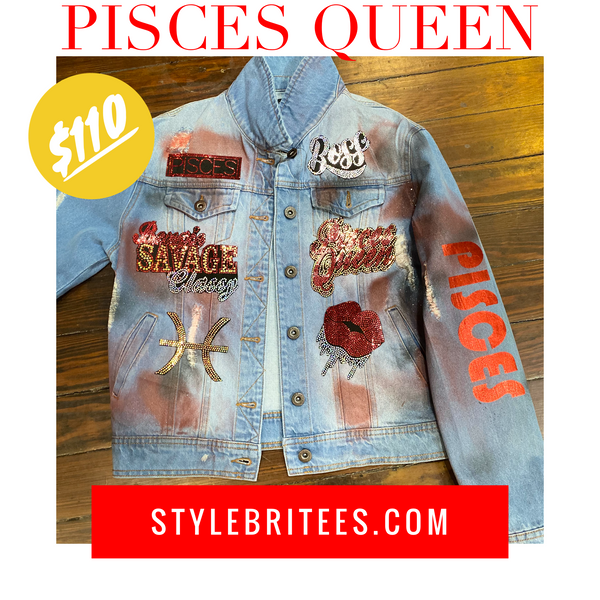 PISCES QUEEN Cropped Denim PATCHWORK JACKET – StylebriTees
